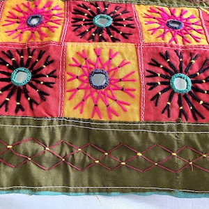 Indian Applique, Embroidered Multi Colored Rectangular Ethnic Sew on ...