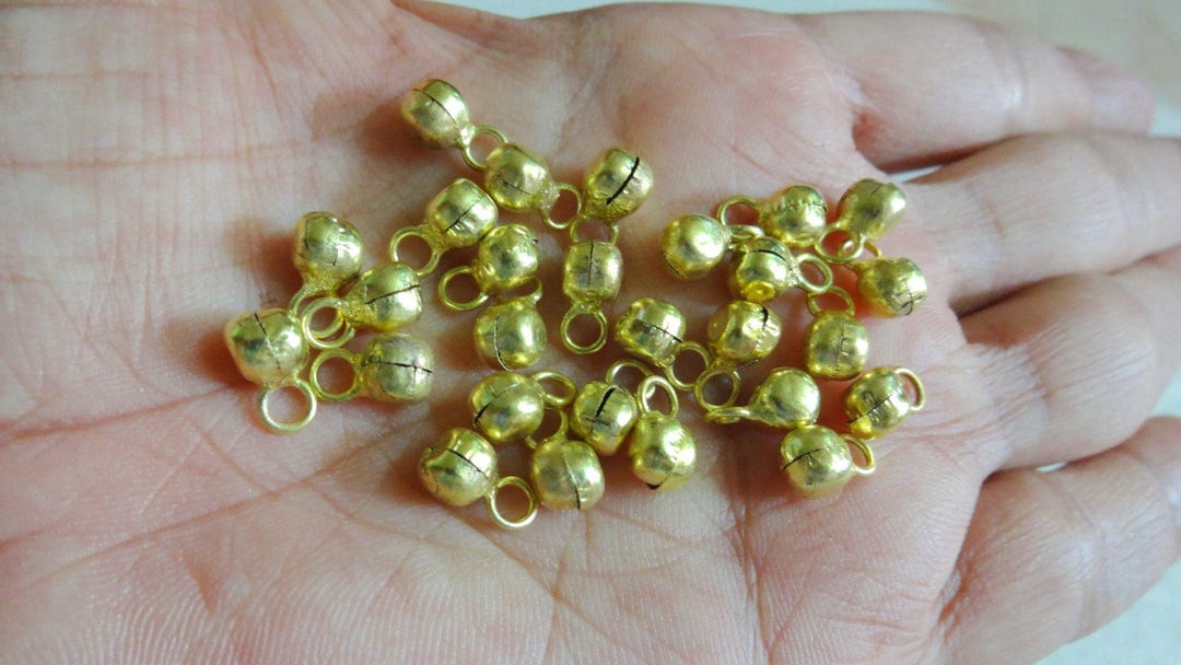 Raw Brass Bells, Metal Bells, Gypsy Bells, Indian Bells, 6 MM Golden ...