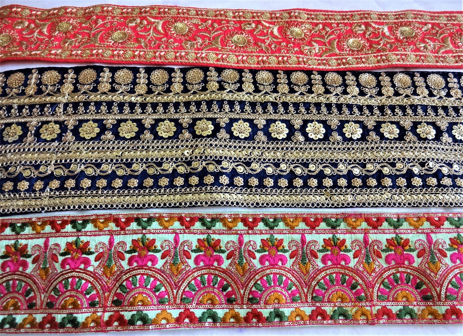 Indian Assorted Embroidered Trims Decorative Laces Sari | Etsy