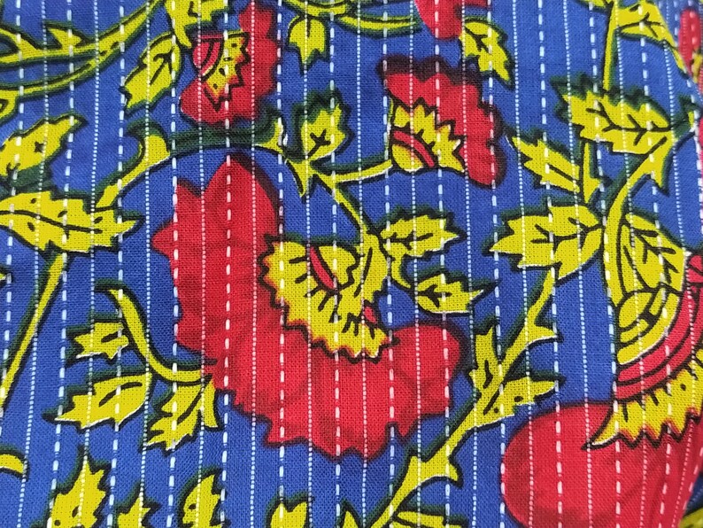 Indian Fabric Blue Printed Cotton Fabric Indian Textiles | Etsy