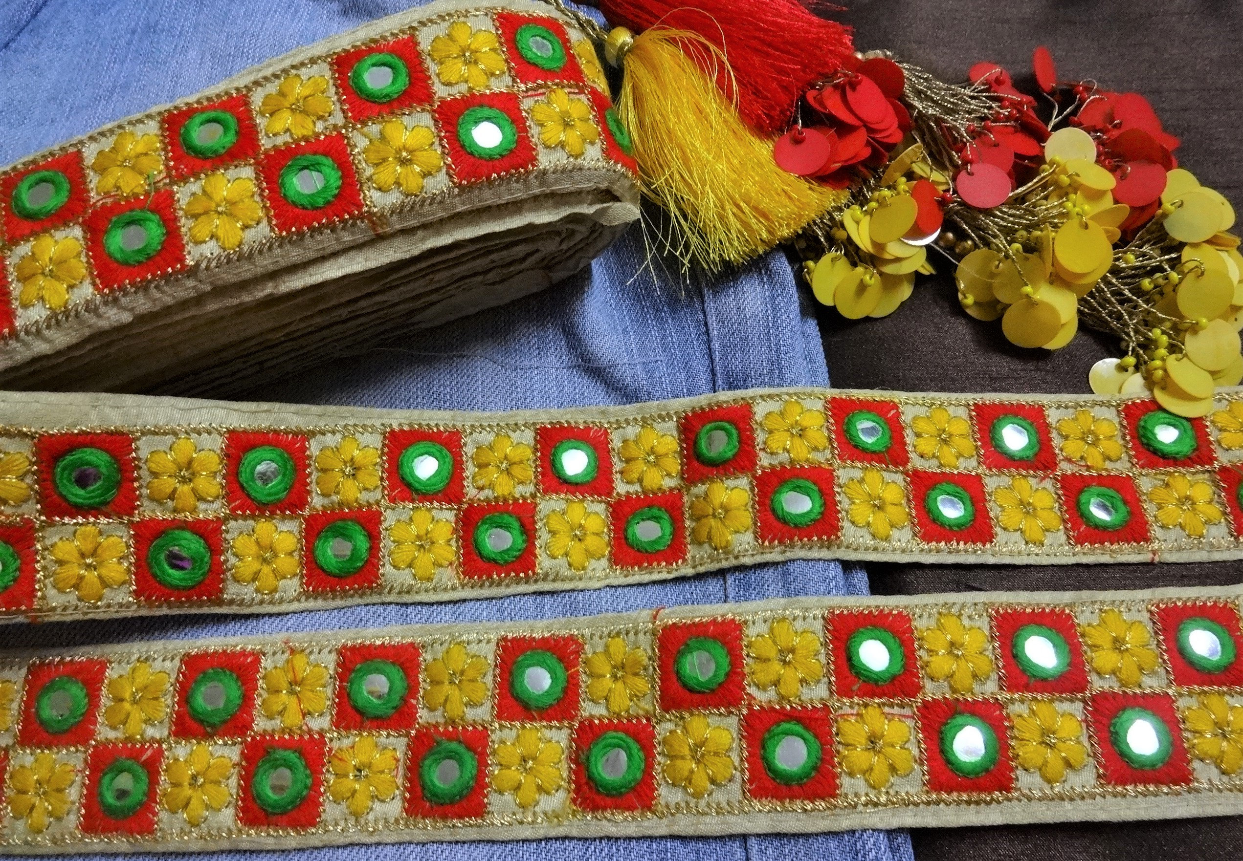 Indian Embroidered TrimEmbroidered LaceDecorative Craft | Etsy