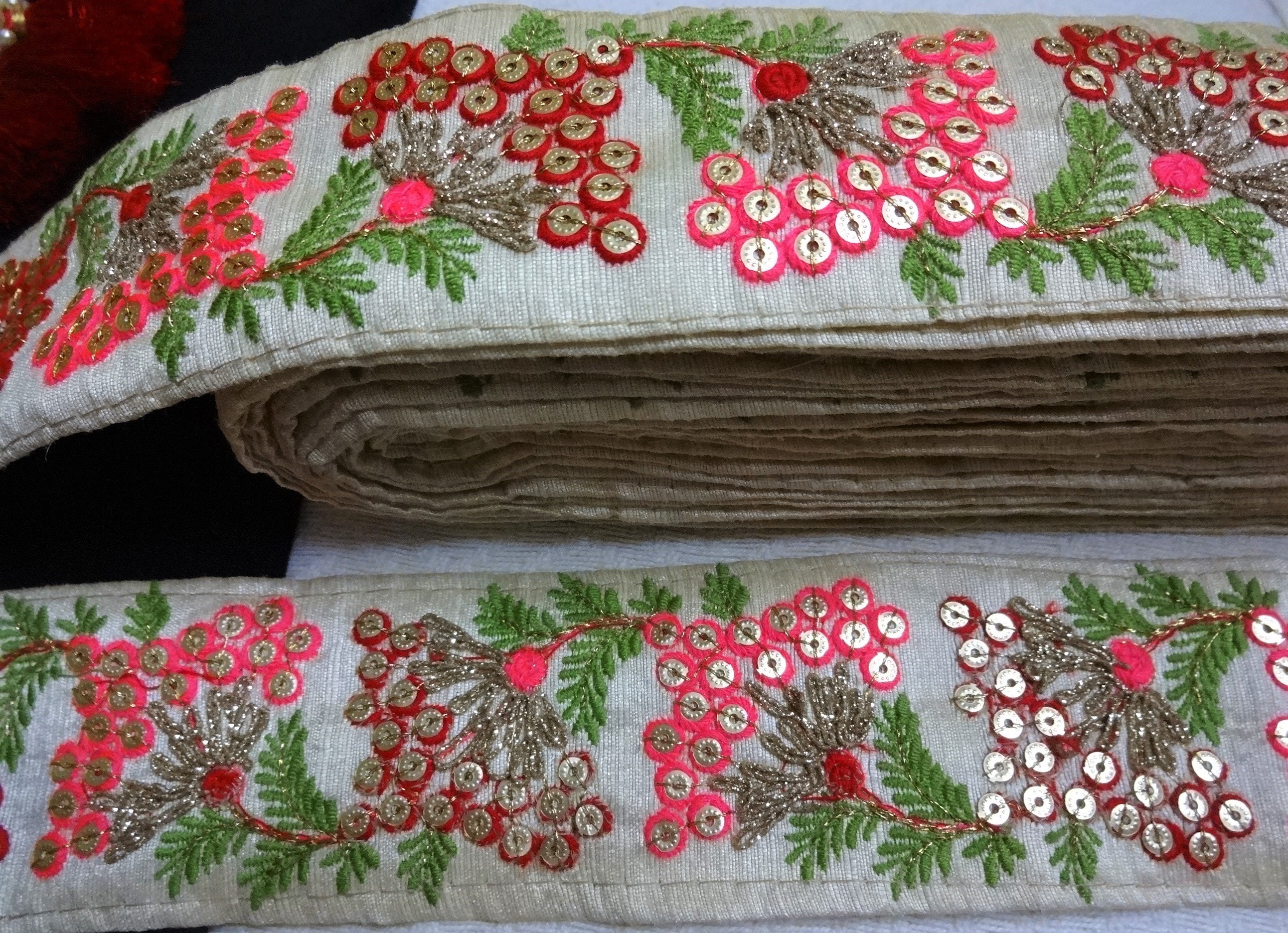 Indian Trim Sequins Lace Craft Trim Decorative Ribbon | Etsy