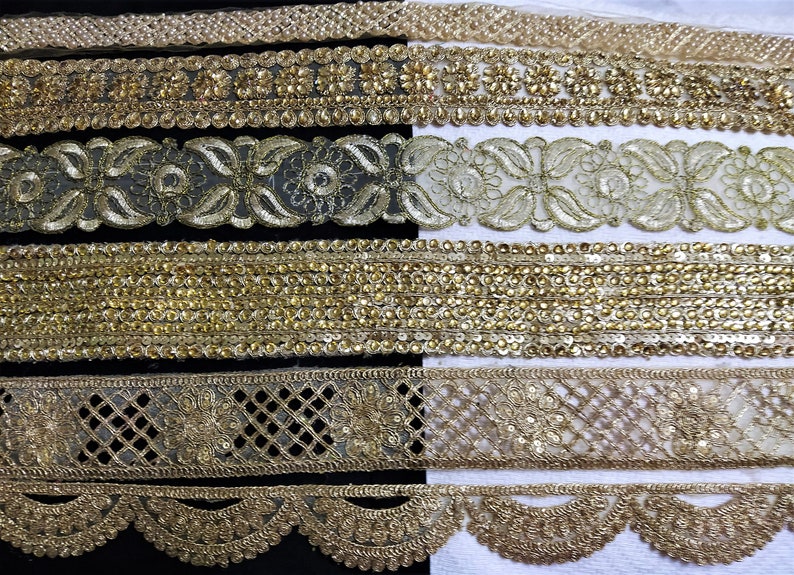 Indian Embroidered Trims,fabric Zari Laces,sari Borders,scrap Material ...