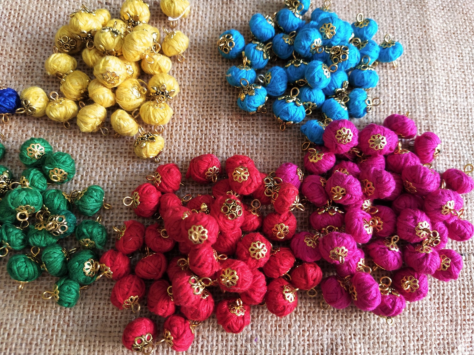 50 Pcs Handmade Thread Balls With Metal Cap and Wire Hook | Etsy