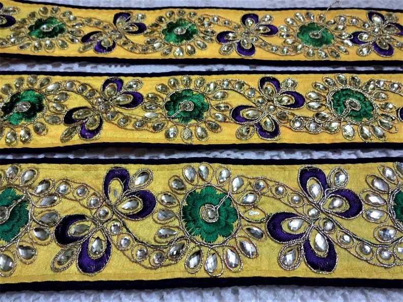 Indian Trim, Fabric Lace, Decorative Craft Ribbon, Embroidered Sari ...