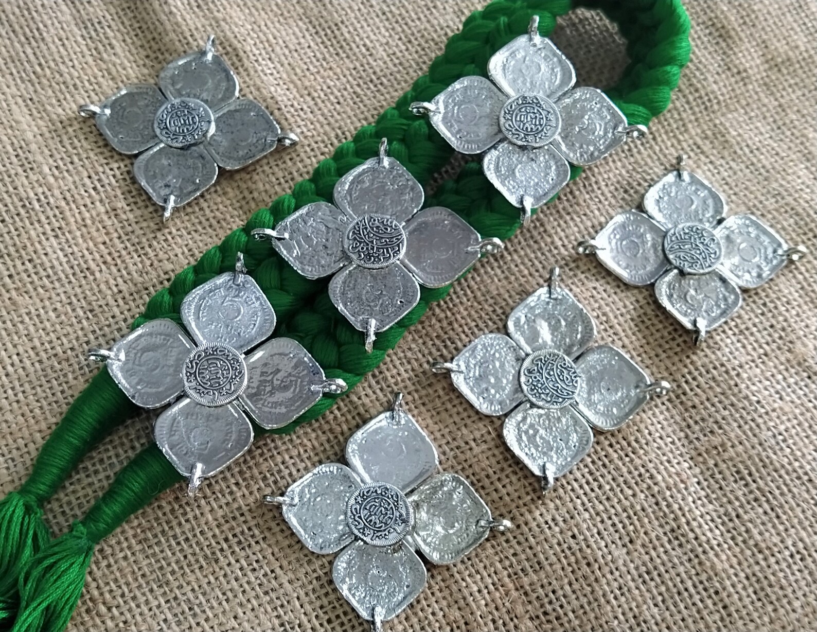 Square Metal Coin Charms, Jewelry Supplies, Indian 5 Paise Coin ...