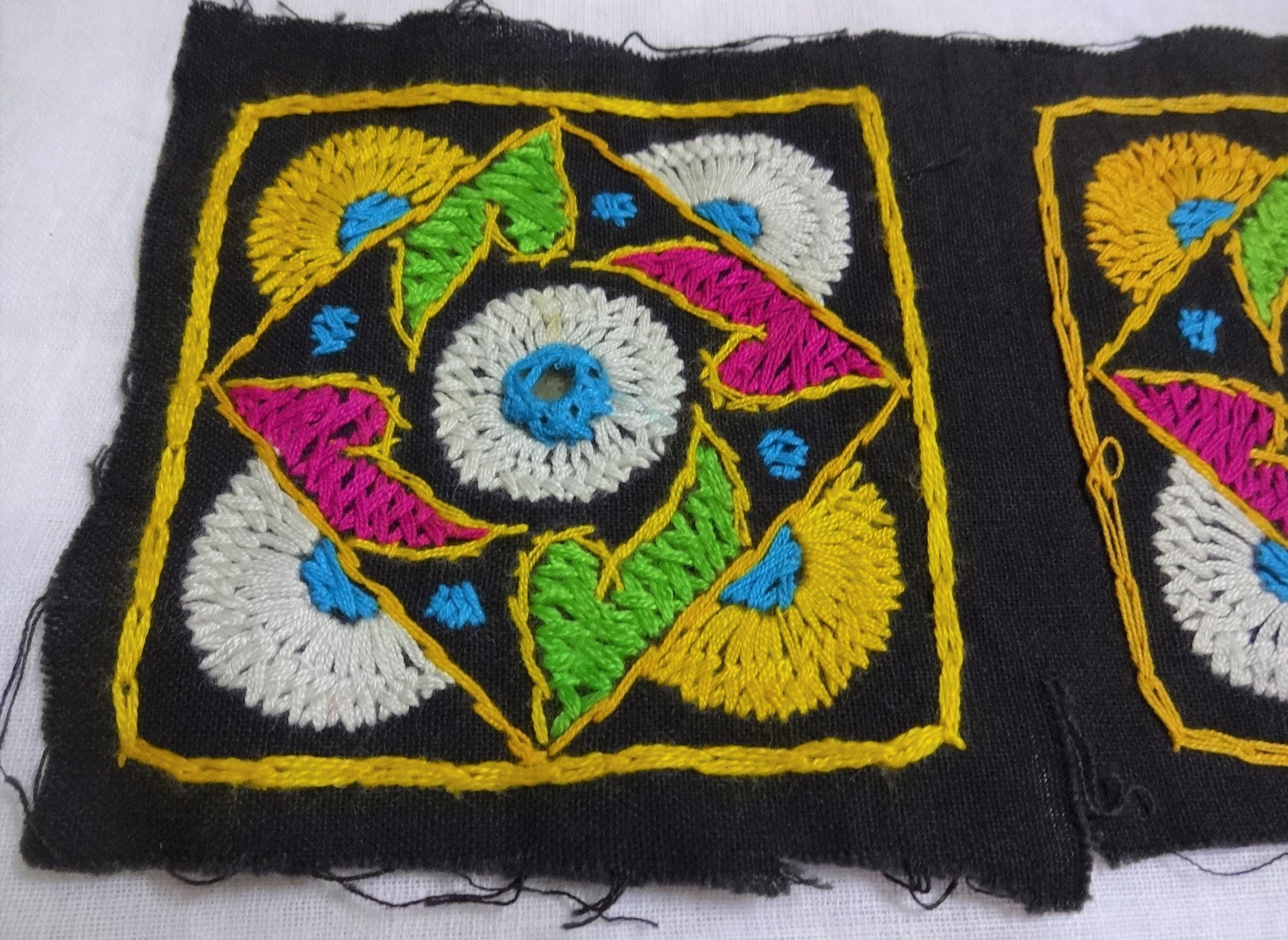 Kutch Embroidered Square Ethnic Sew On Patches Fabric | Etsy