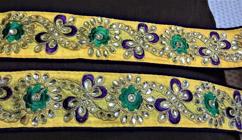 Indian Trim, Fabric Lace, Decorative Craft Ribbon, Embroidered Sari ...