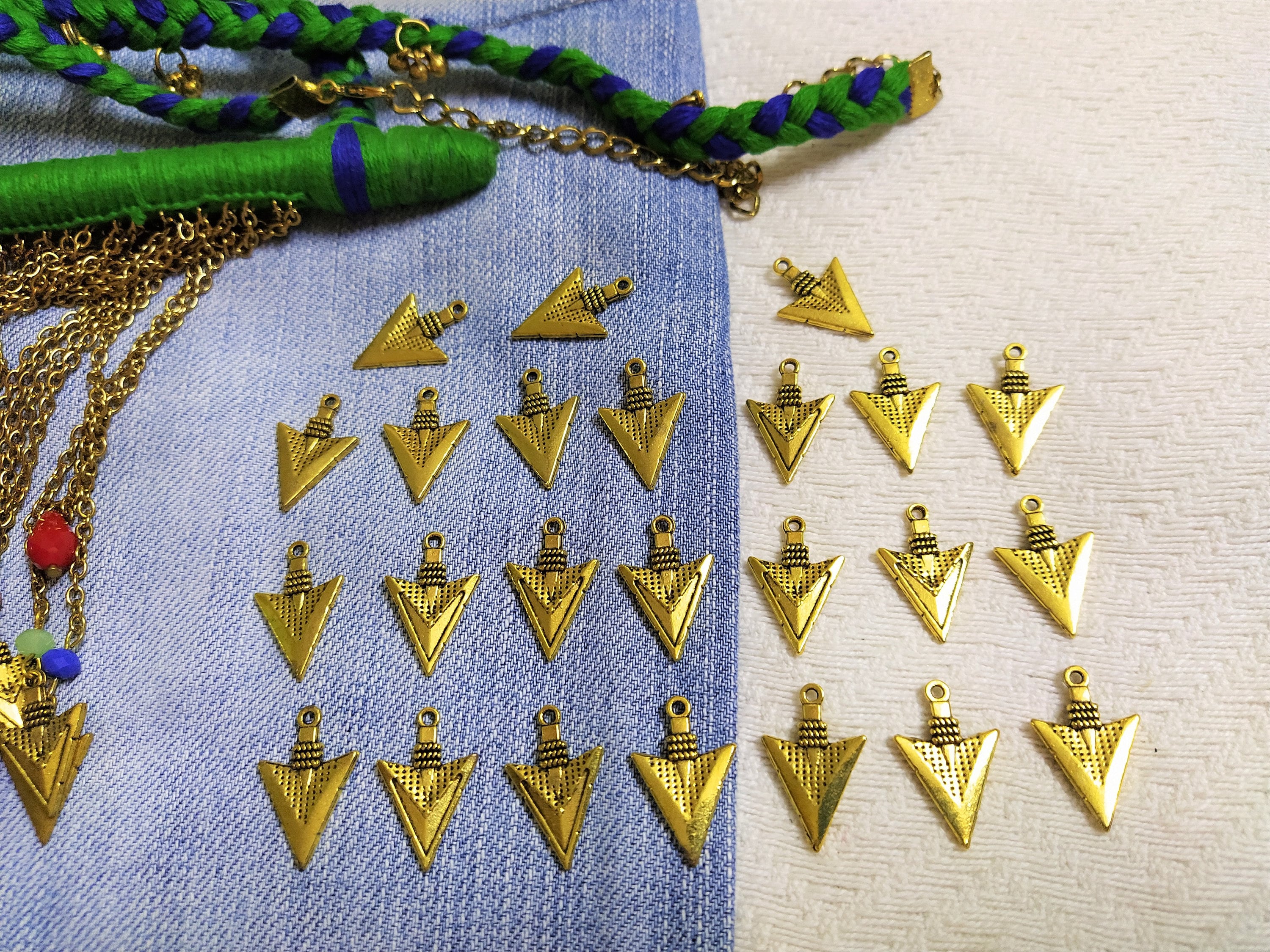 Antique Gold Arrow Head Charms, Indian Jewelry Supplies, Ethnic Charms ...