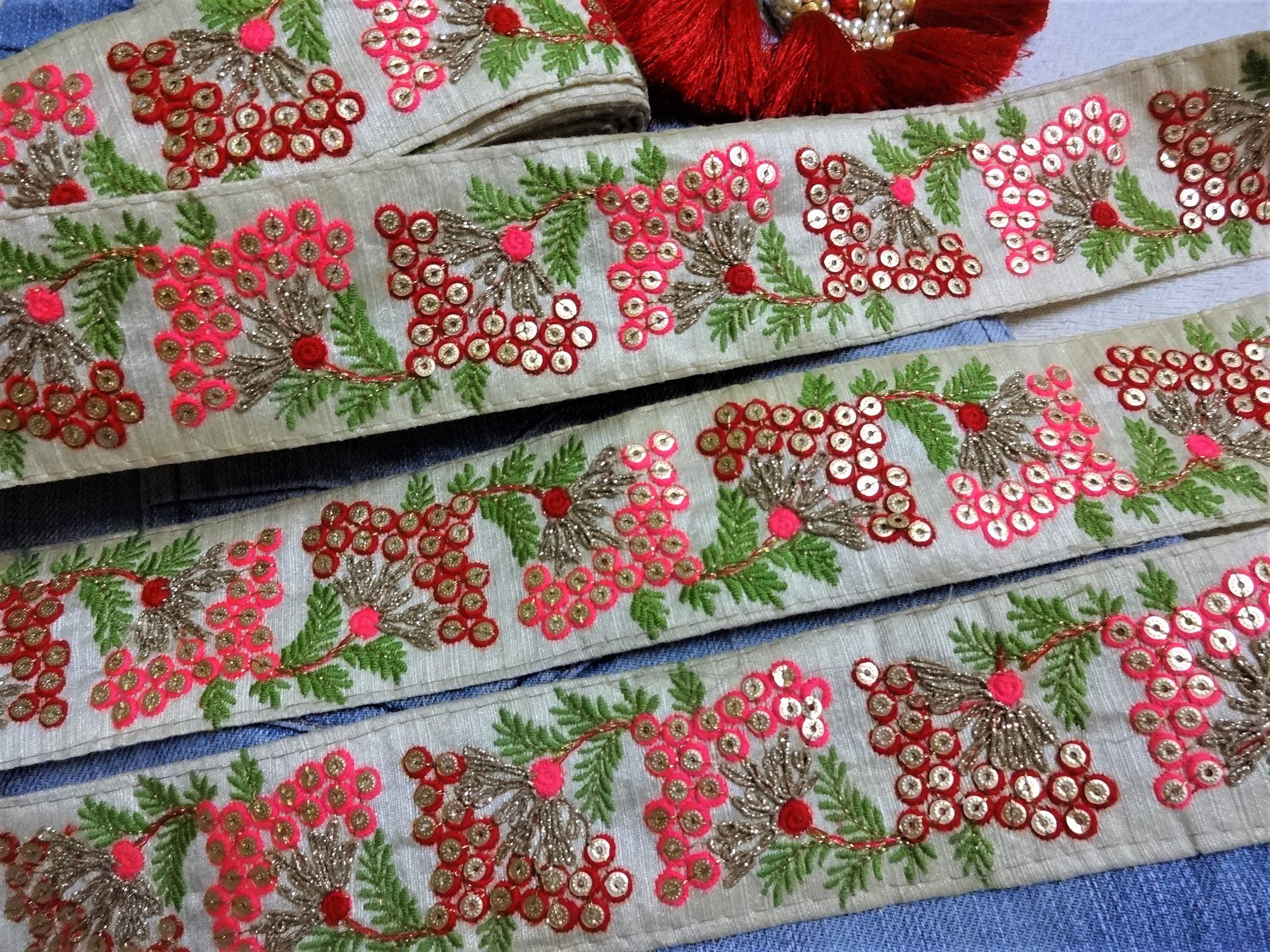 Indian Trim Sequins Lace Craft Trim Decorative Ribbon | Etsy