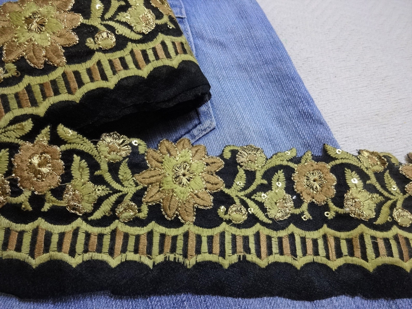 Black Embroidered Cutwork Trim Crafting Fabric Lace Antique - Etsy