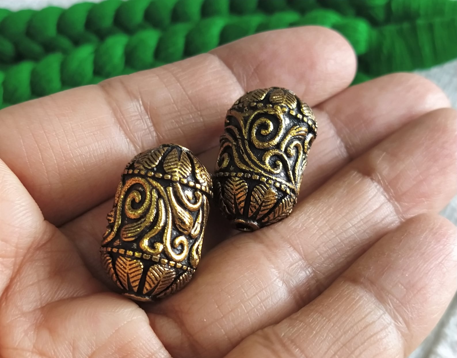 Antique Gold Metal Beads, Indian Textured Beads, Tribal Jewelry ...