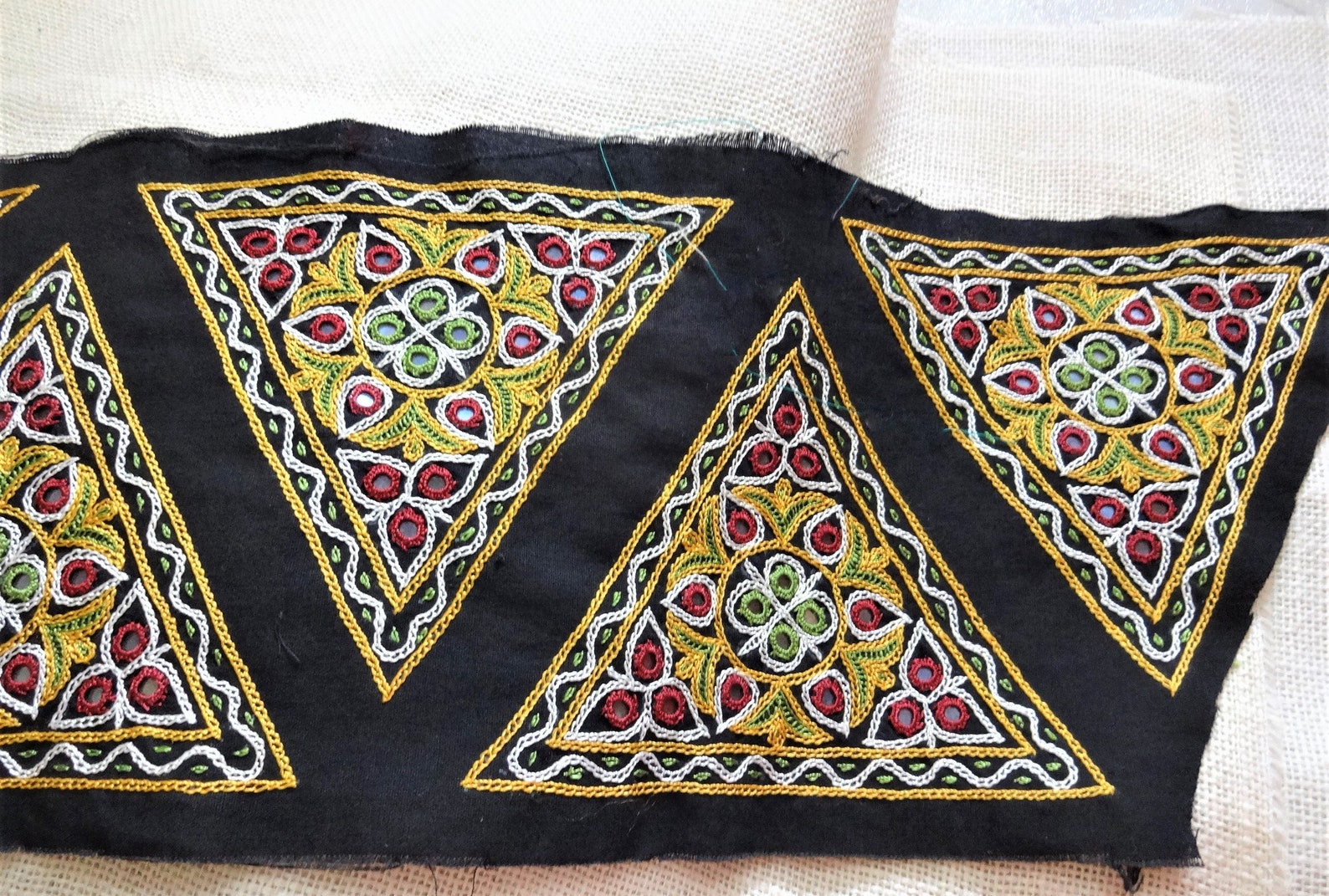 Kutch Hand Embroidered Multi Colored Triangular Ethnic Sew on | Etsy