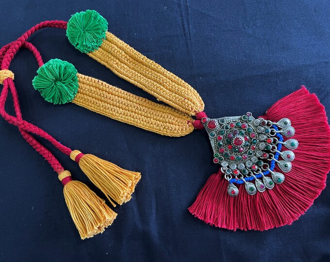 Indian Ethnic Necklace Fusion of Threadwork Tassels, Crochet Craft ...