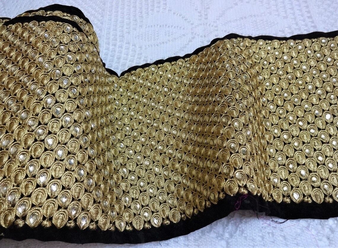 7 Indian Embroidered Lace Broad Zari Trim Craft | Etsy