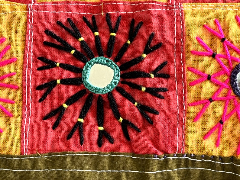 Indian Applique, Embroidered Multi Colored Rectangular Ethnic Sew on ...