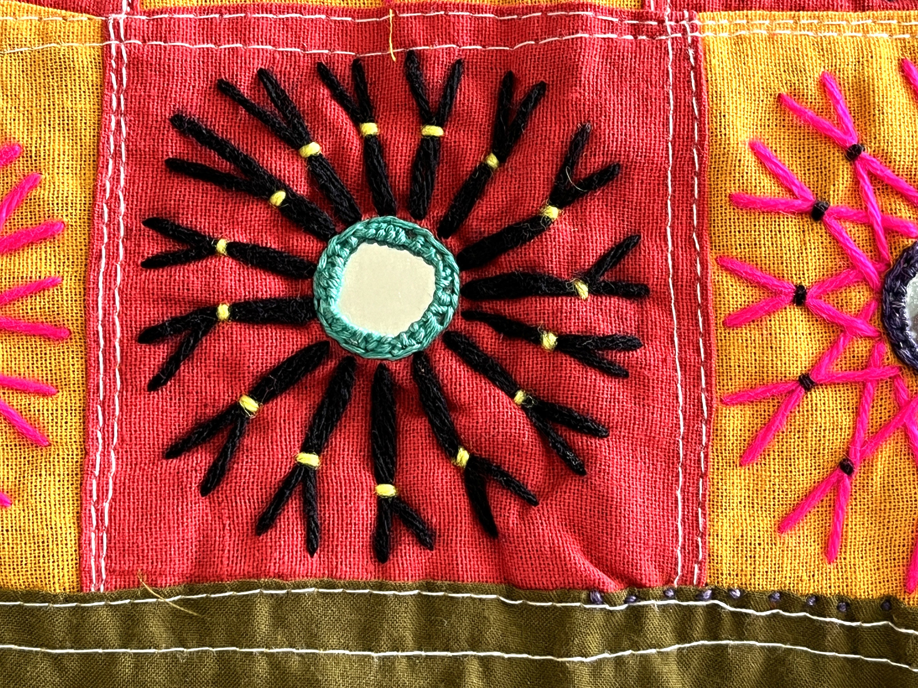Indian Applique, Embroidered Multi Colored Rectangular Ethnic Sew on ...