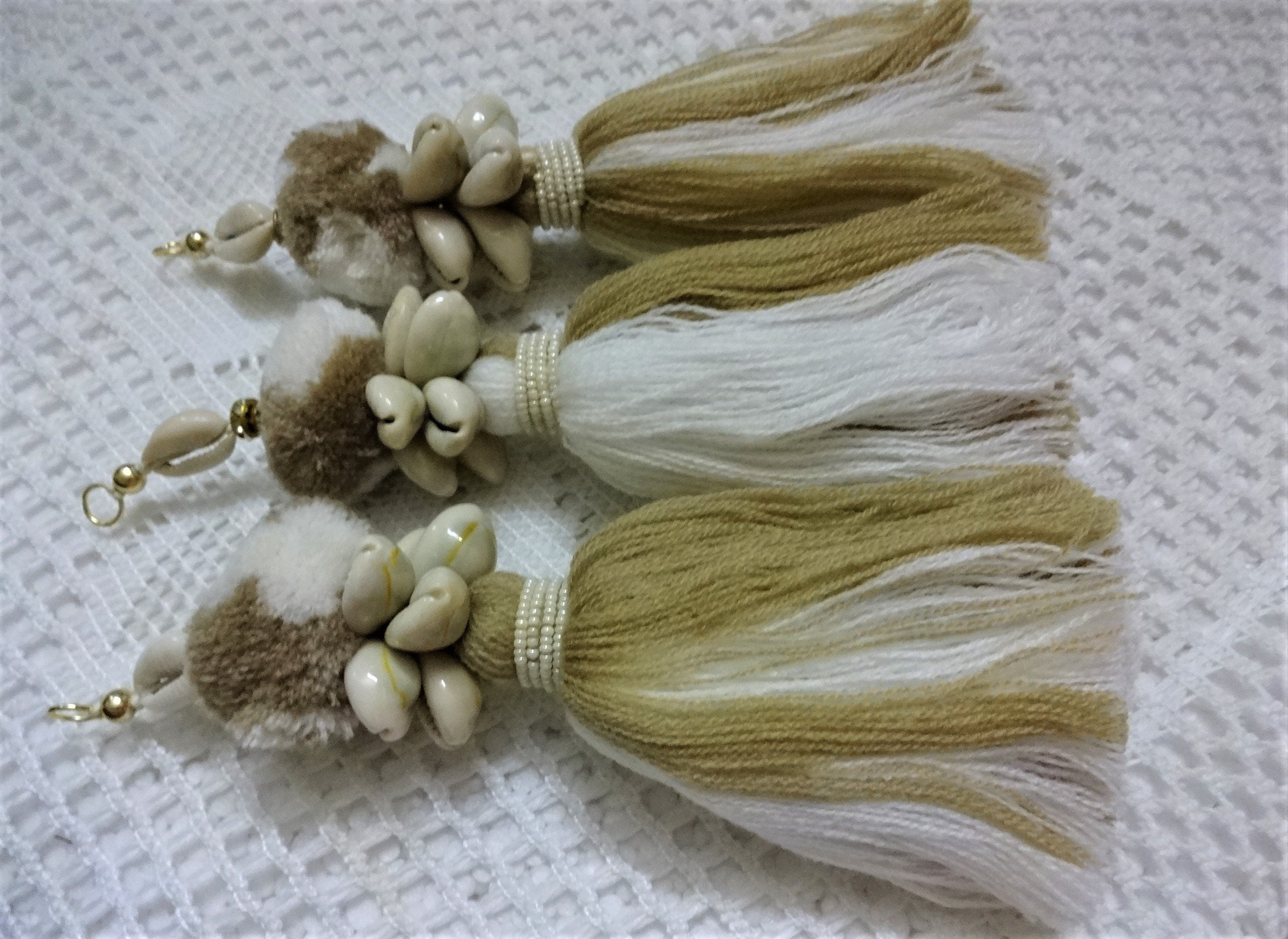 Cowrie Shell Tassels Pom Pom Tassels Cowrie Shell Swag | Etsy