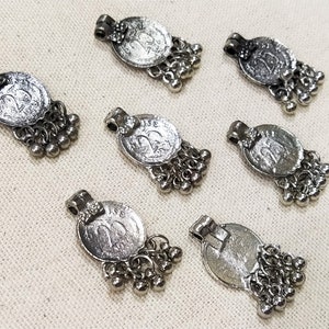 17 MM Metal Coin Charms, Jewelry Supplies, Indian Coins, Antique Silver ...