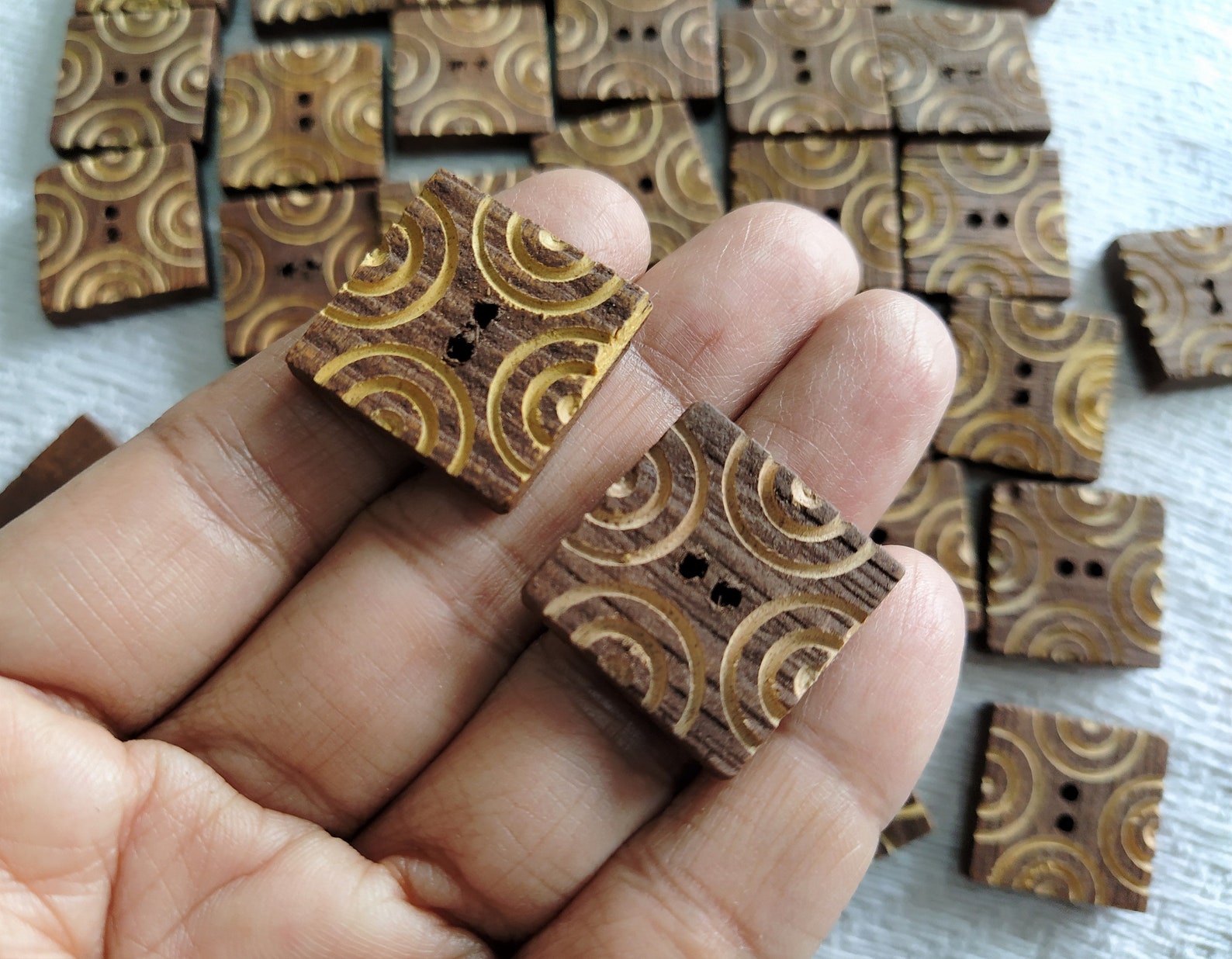 21mm Wood Buttons Natural Wood Square Buttons Wooden Buttons | Etsy
