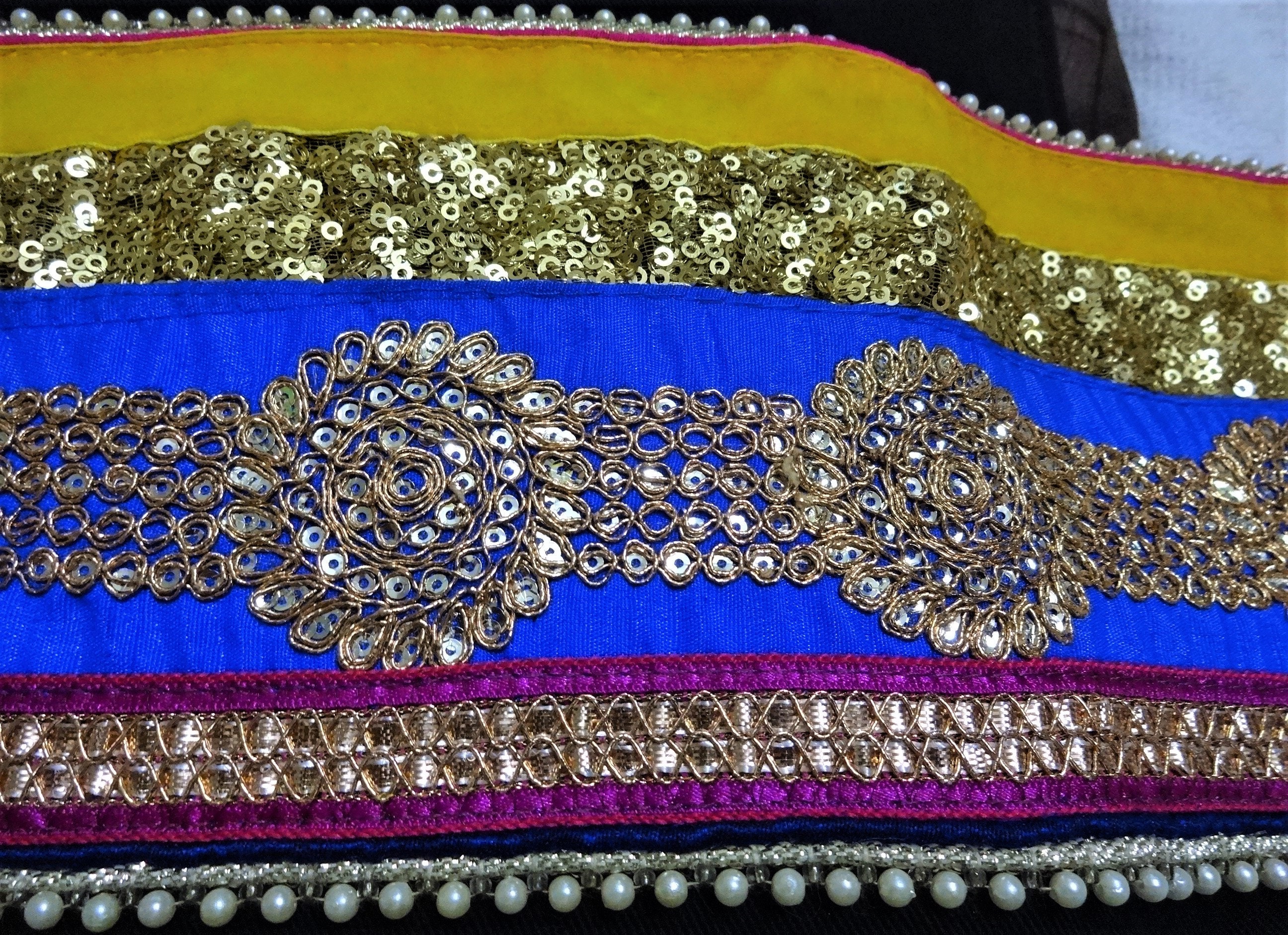 Indian Embroidered Lace, Broad Trim, Decorative Ribbon, Sequins Trim ...