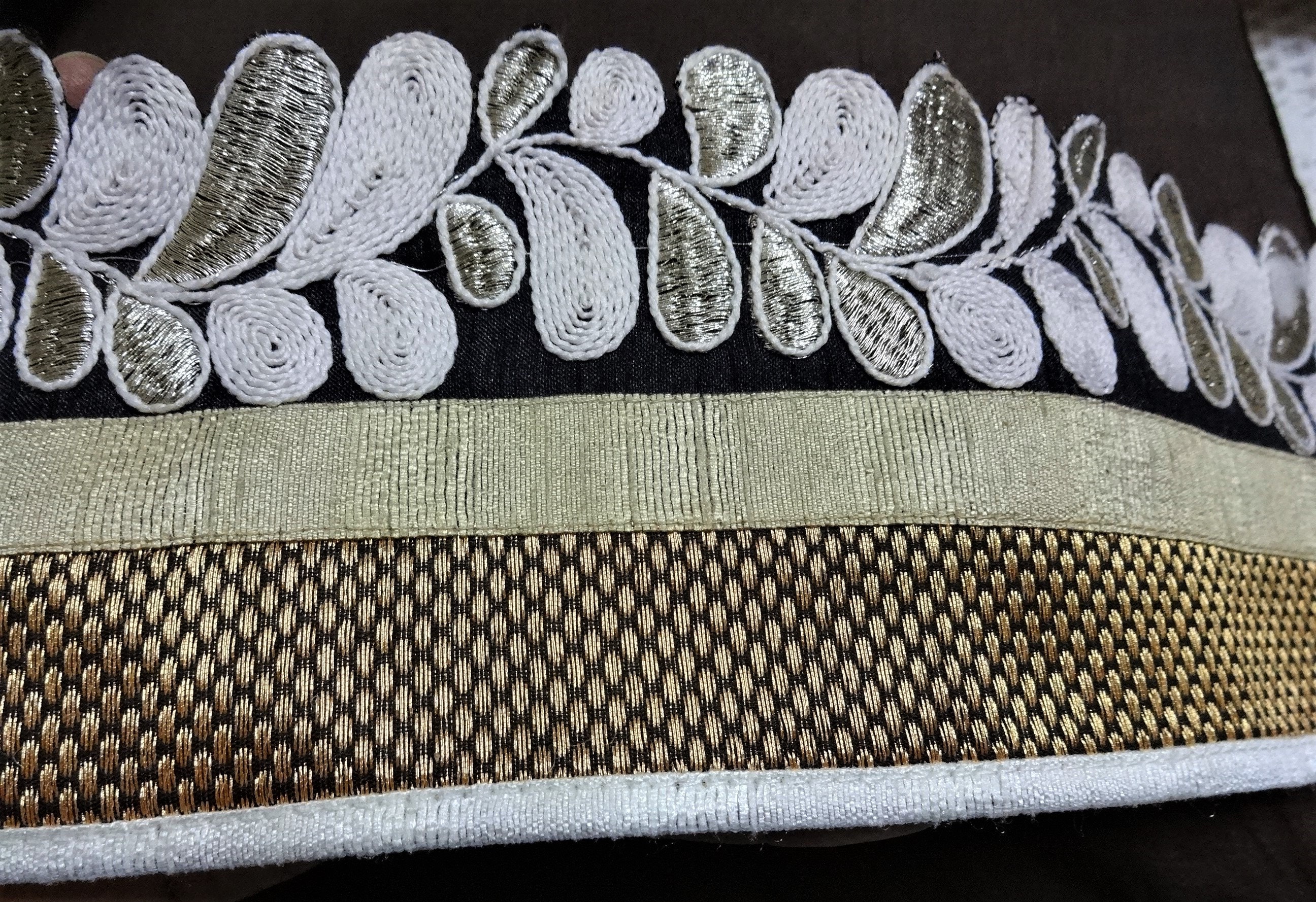 Indian Lace, Embroidered Sewing Trim, Decorative Ribbon, White Leaves ...