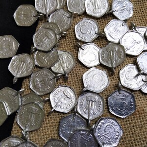 18 Mm Hexagonal Metal Coin Charms, Jewelry Supplies, Indian 3 Paise ...