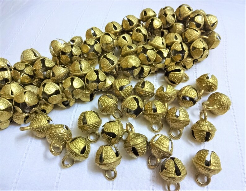 Brass Bells, Ethnic Metal Bells, Gypsy Bells, 17 MM Indian Brass Bells ...