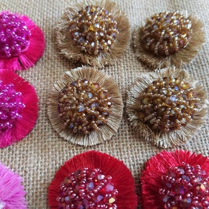 Beaded Appliques, Embroidered Ethnic Indian Sew on Buttons , Decorative ...