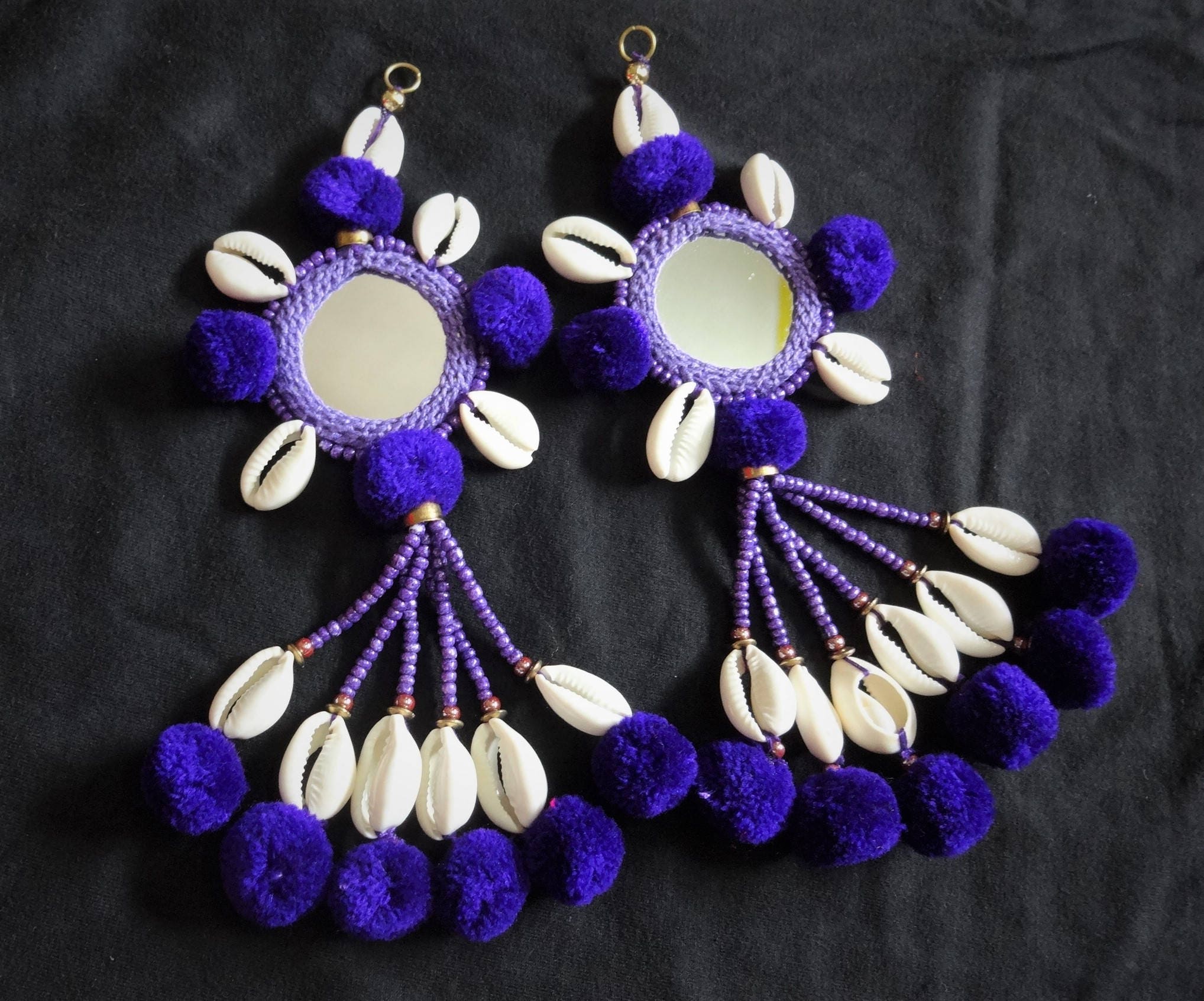 Indian Cowrie Shell Tassels, Mirror Charms, Purse & Handbag Decoration ...