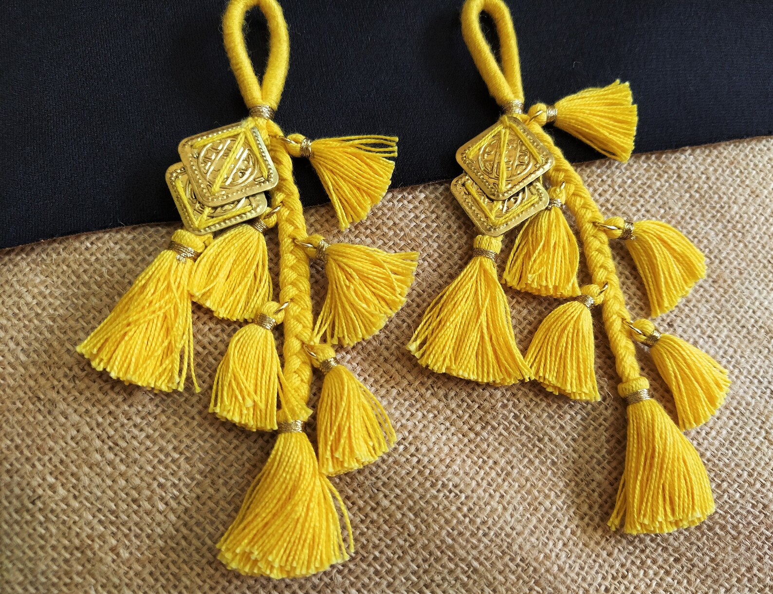TASSELS Brass Coin Tassels Beaded Charms Braided Cotton | Etsy