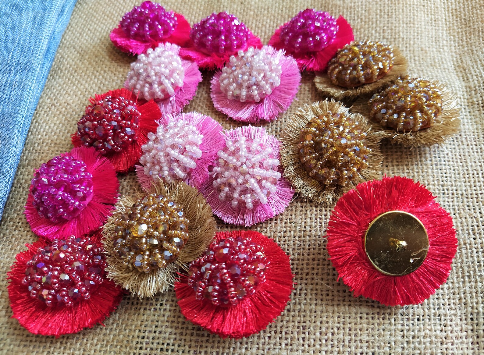 Beaded Appliques, Embroidered Ethnic Indian Sew on Buttons , Decorative ...