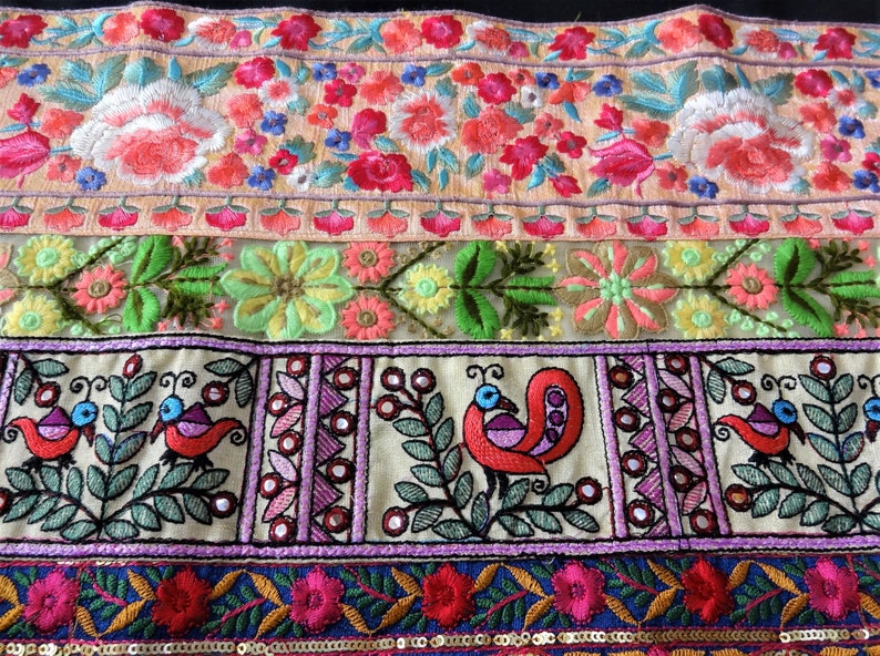 Tela india bordado Zari Trim Patchwork Tela Tejidos de | Etsy
