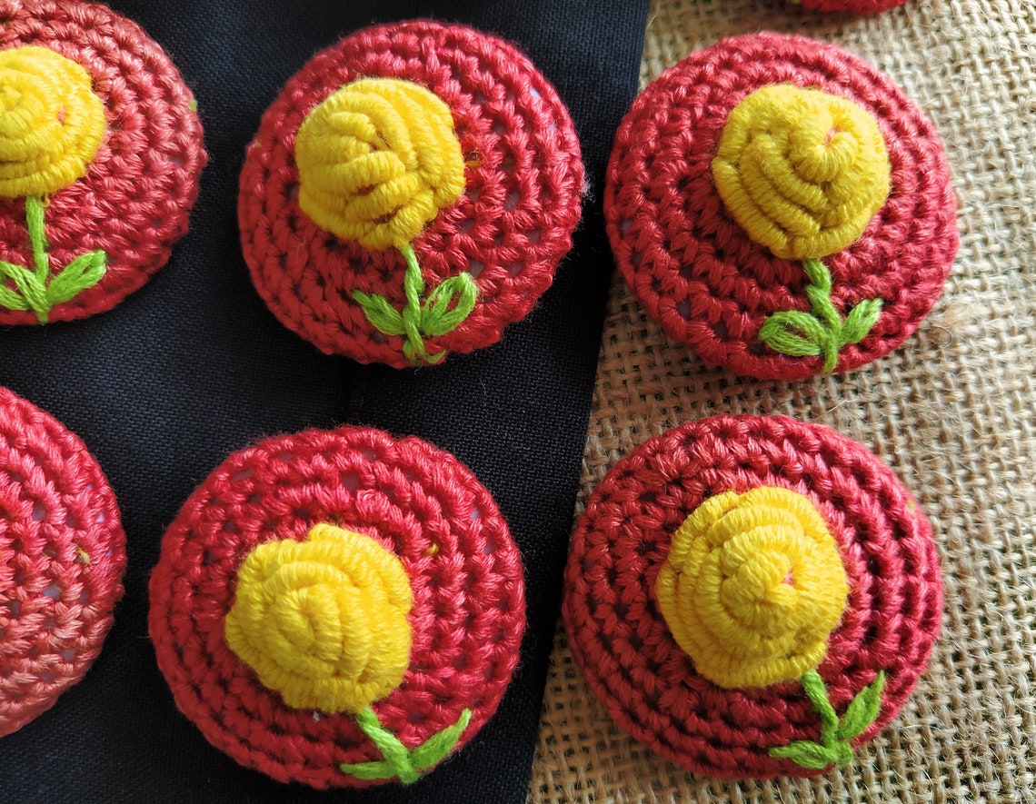 Buttons, Crochet Buttons, Indian Decorative Buttons, Handmade Sew on ...