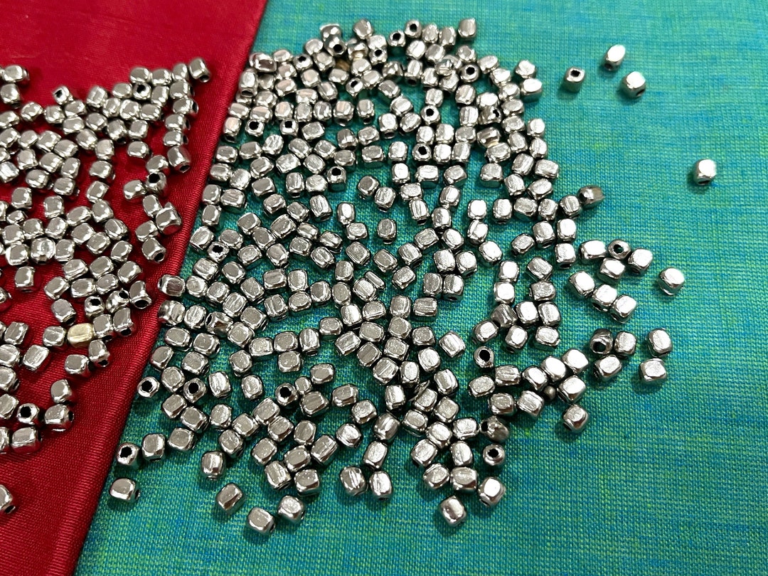 Solid Metal Beads Faceted Antique Silver Cube Spacer Beads - Etsy