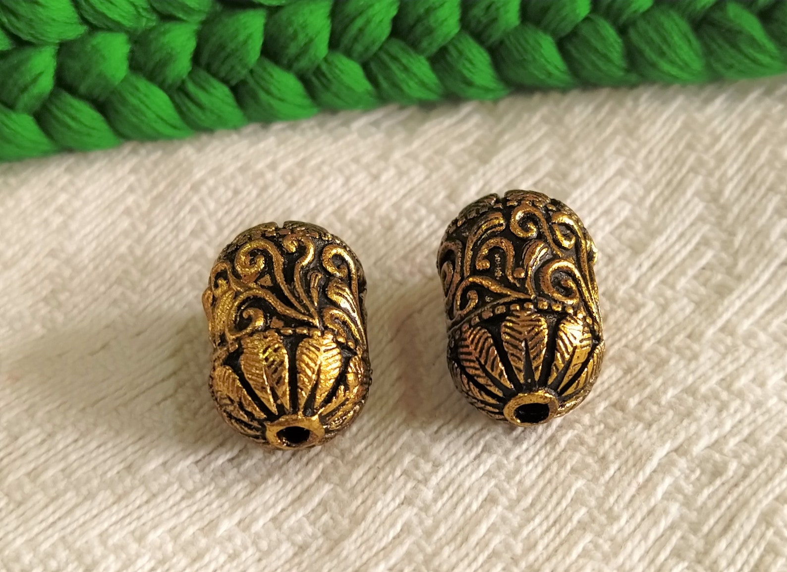 Antique Gold Metal Beads, Indian Textured Beads, Tribal Jewelry ...
