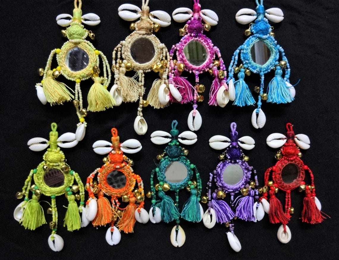Cowrie Shell Tassels, Purse & Handbag Decoration, Bell Swag, Mirror ...