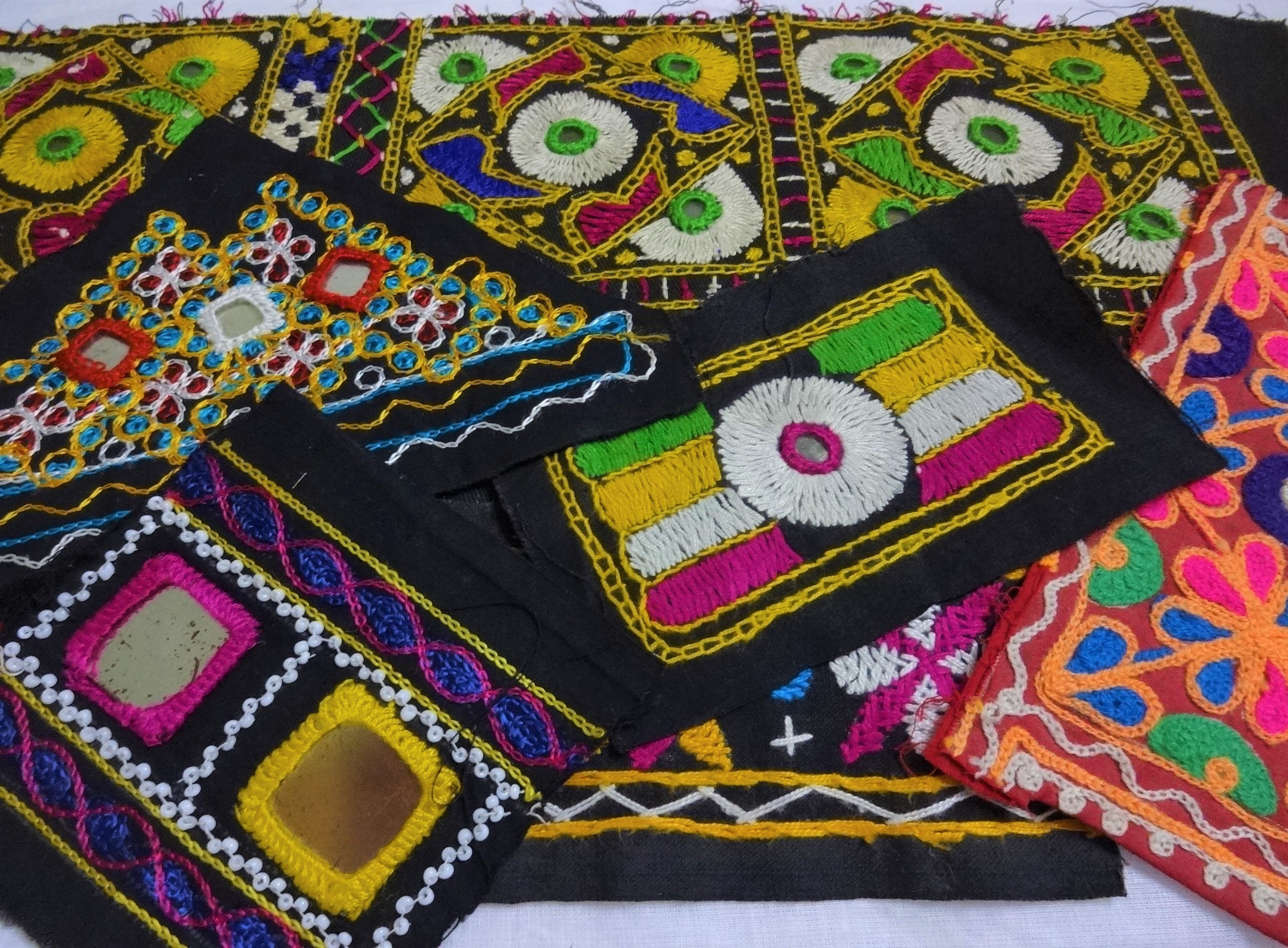 Sewing & Needlecraft Kutch Embroidered Multi Colored Ethnic Sew On ...