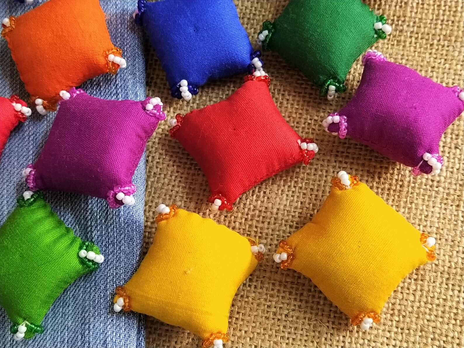 Indian Cotton Fabric Miniature Cushions Craft Supply Decor - Etsy