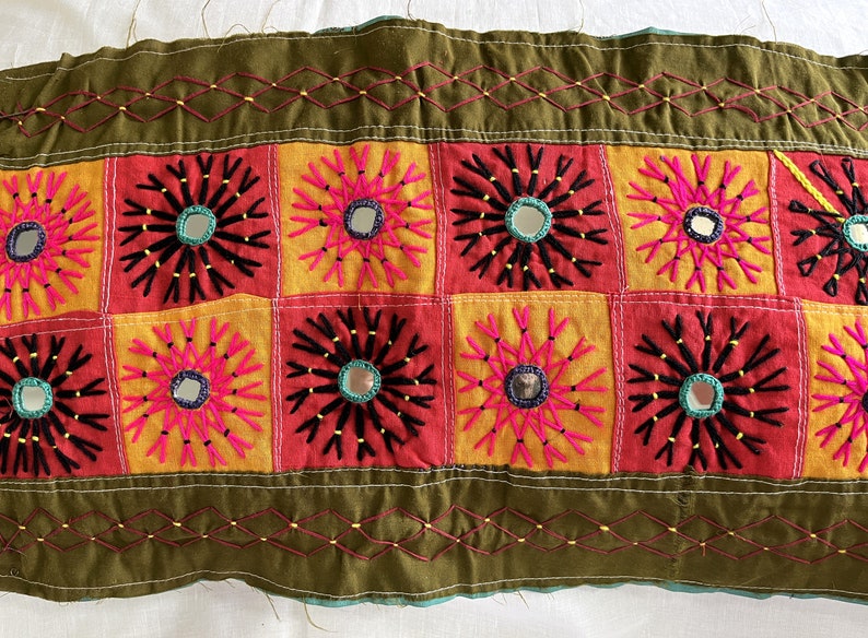 Indian Applique, Embroidered Multi Colored Rectangular Ethnic Sew on ...