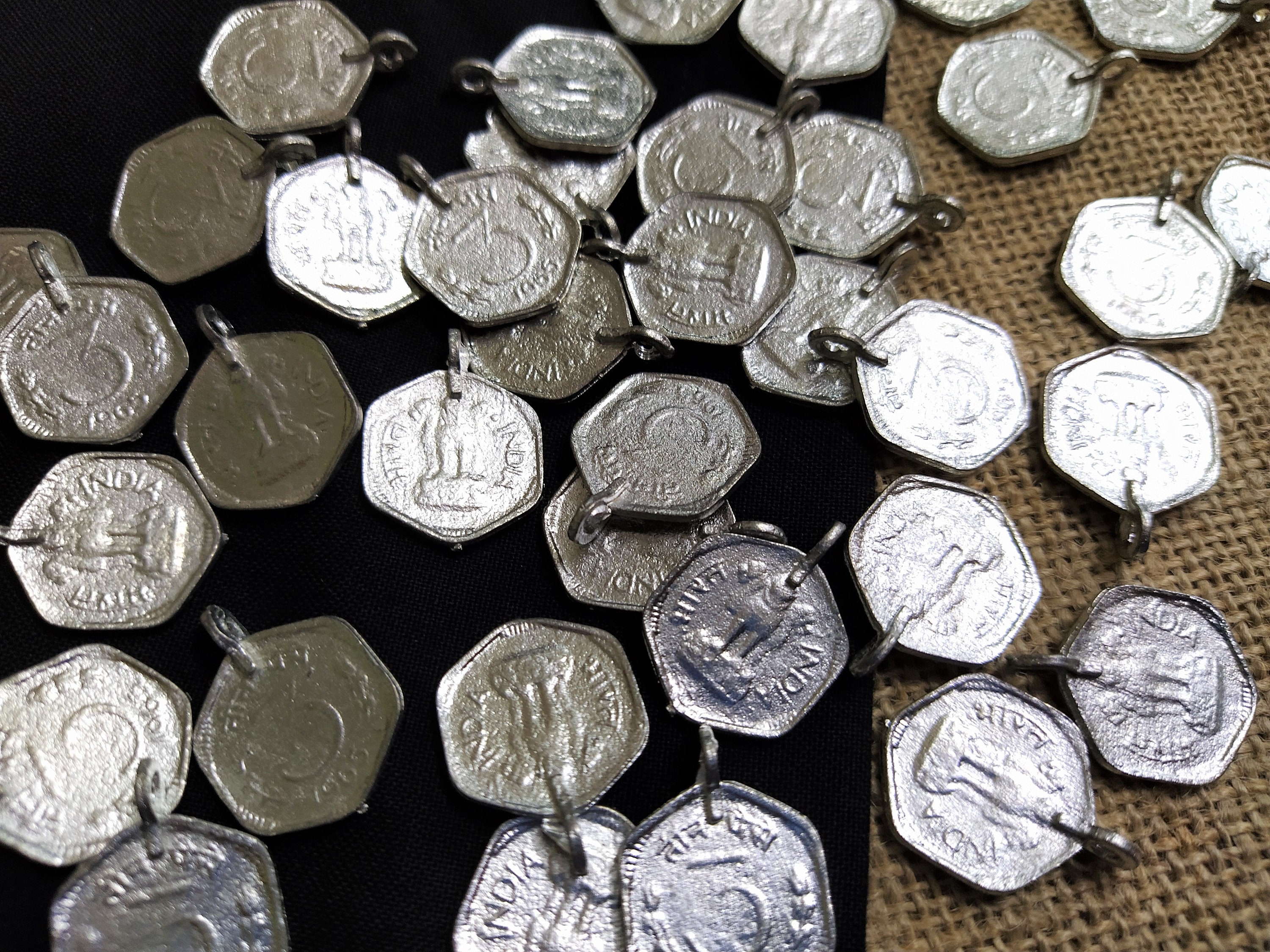 18 Mm Hexagonal Metal Coin Charms, Jewelry Supplies, Indian 3 Paise ...