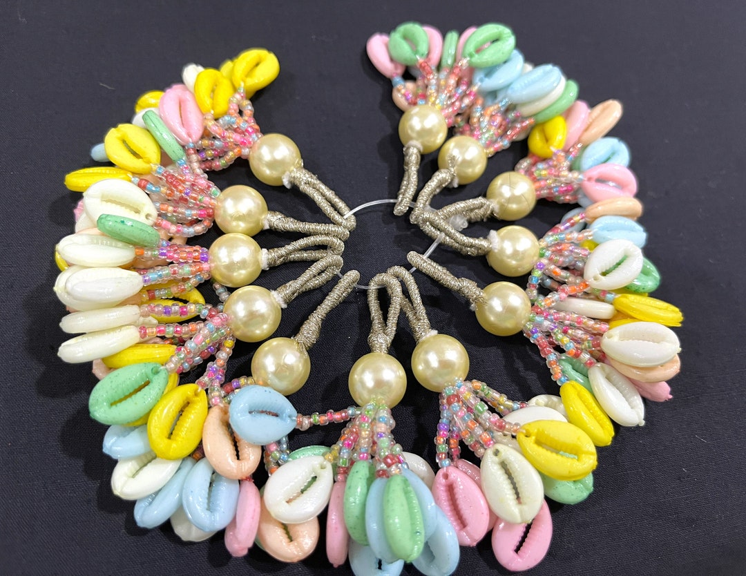 Acrylic Cowry Shell Motifs, Cowry Shell Bunch Tassels, Beaded Cowrie ...