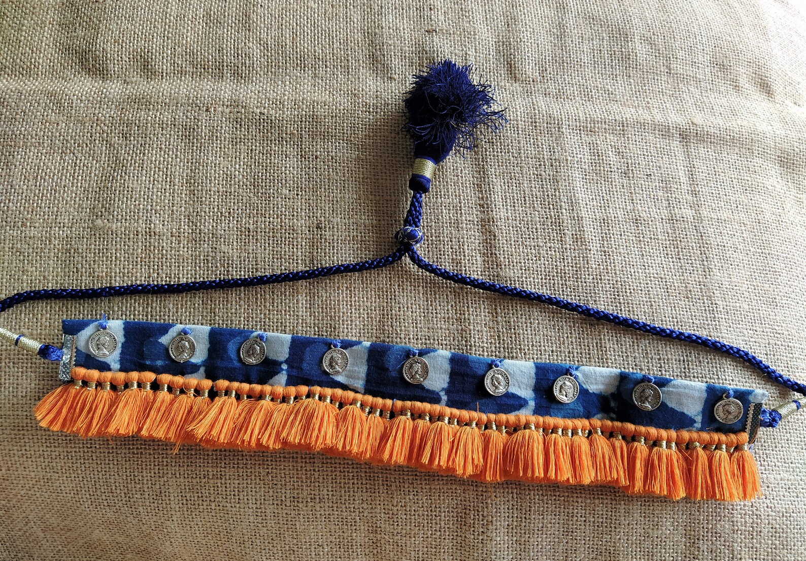 Indian Coin Jewelry Ethnic Necklace Indian Printed Cotton - Etsy