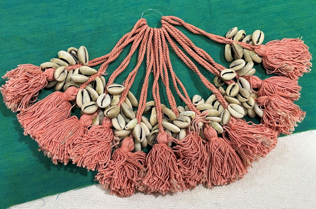 Cowrie Shell Ethnic Tassels, Indian Tassels, Cowrie Shell Swag, Cotton Tassels, Shabby BOHO ...