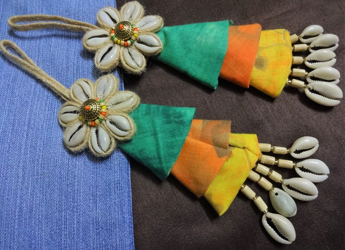 Indian Cowry Shell Motifs, Shell Rosette, Cowrie Applique Tassels ...