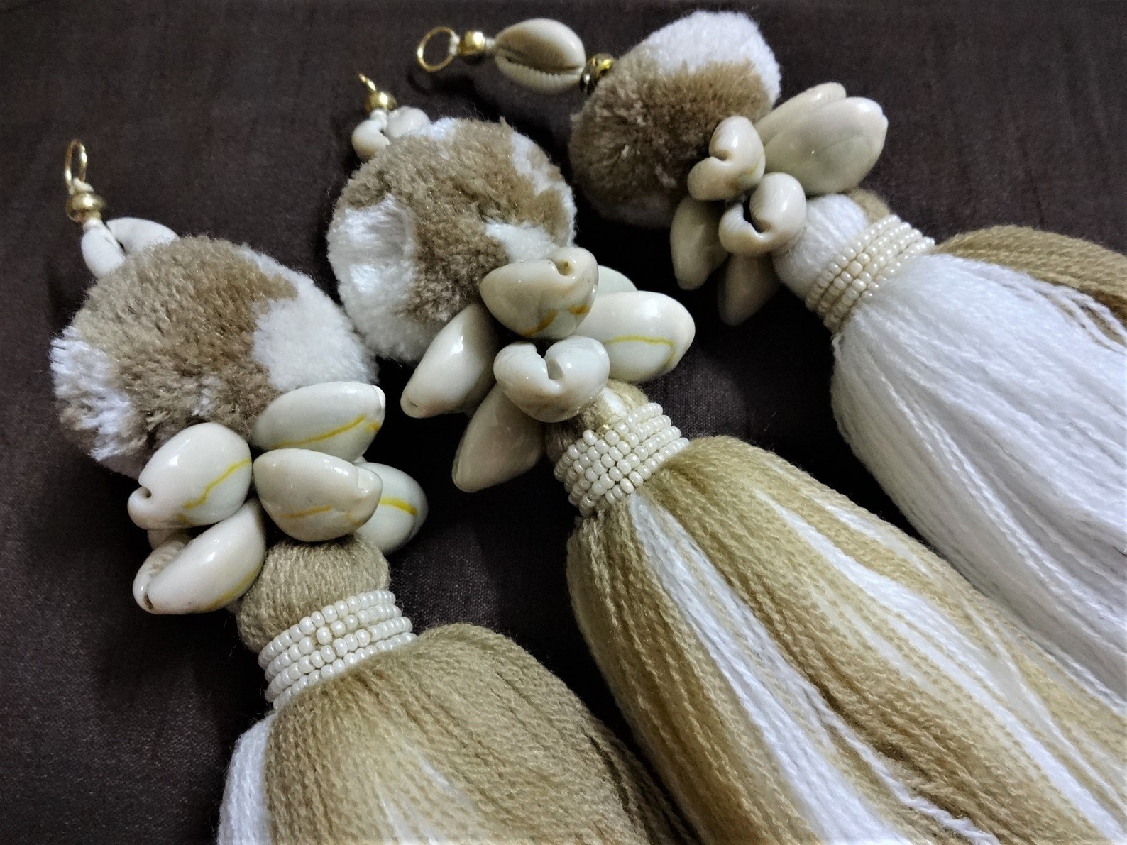 Cowrie Shell Tassels Pom Pom Tassels Cowrie Shell Swag | Etsy