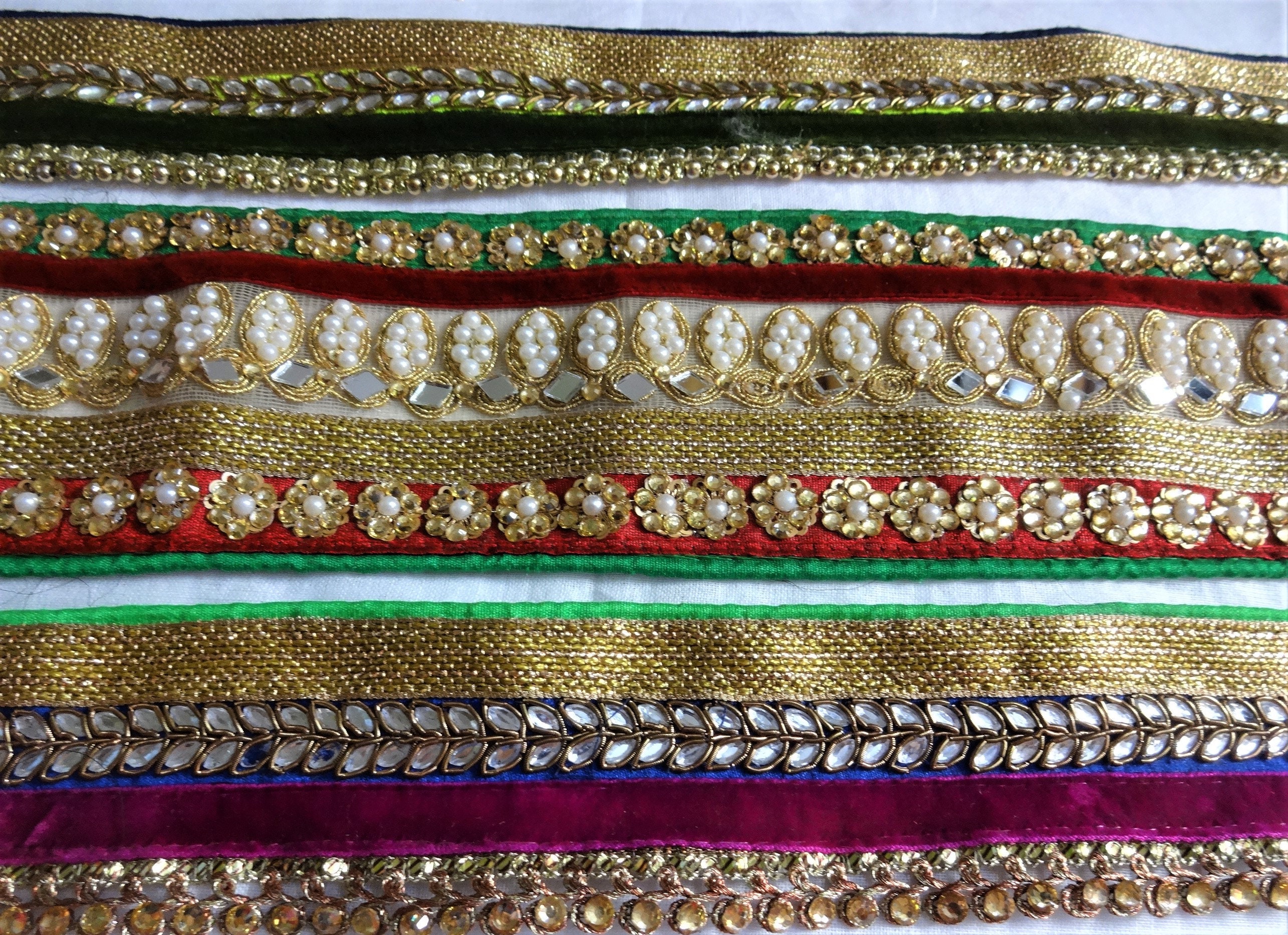 Indian Assorted Embroidered Trims Decorative Laces Sari Borders Scrap ...