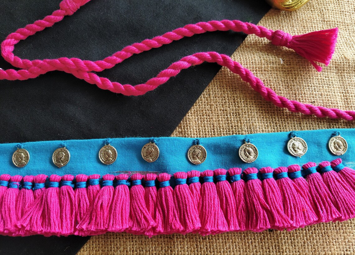 Indian Coin Jewelry, Ethnic Necklace, Indian Printed Cotton Fabric ...