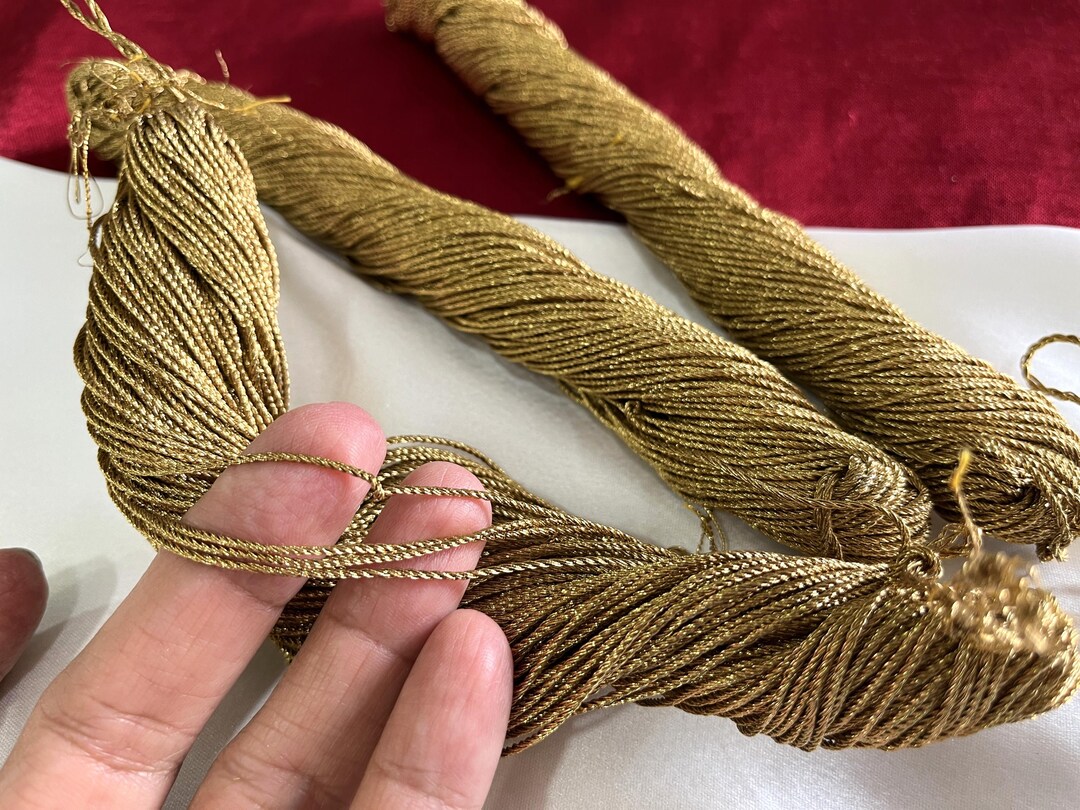 Golden Twisted Cord, Indian Golden Zari Thread for Decorating, Crafting ...