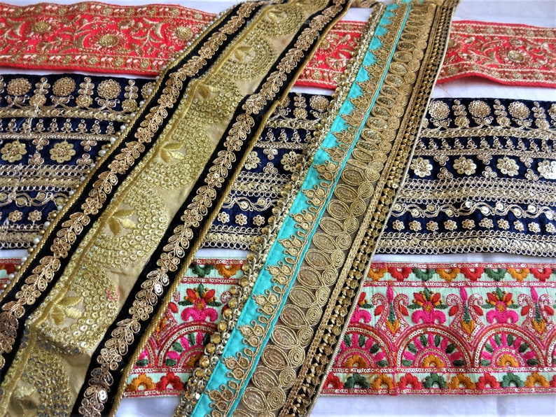 Indian Assorted Embroidered Trims Decorative Laces Sari | Etsy
